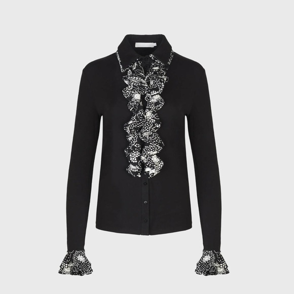 Anne Fontaine | Tops | Anne Fontaine Ruffled Animal Print Patsy Leoni ...